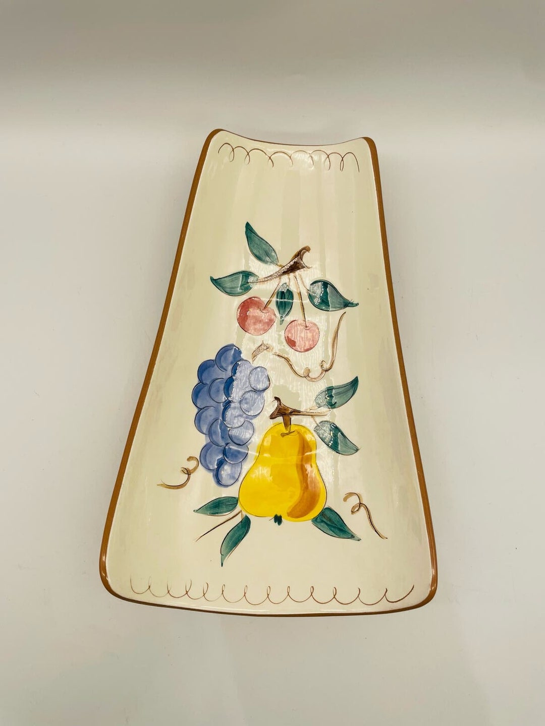 Vintage Stangl Pottery Ceramic Clay Curved Rectangle Footed Dish Fruit ...