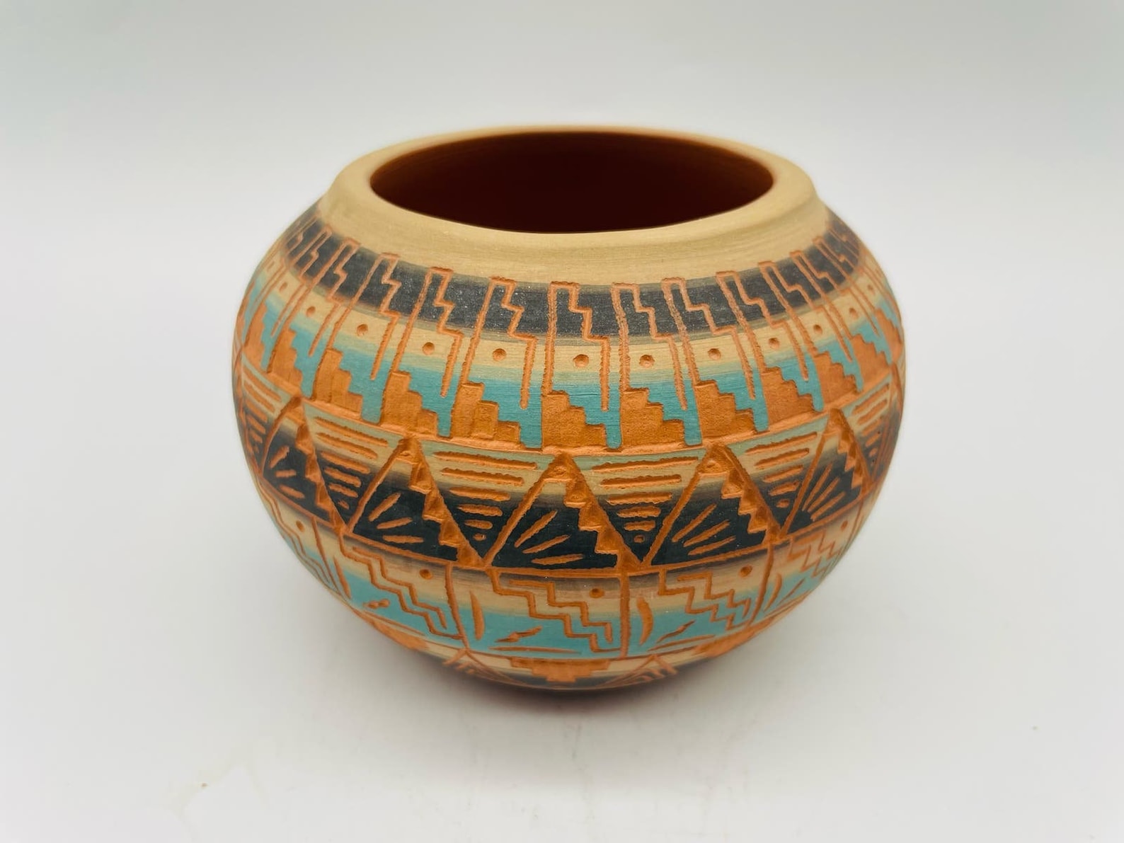 Larry Skeets Etched Navajo Art Pottery Vase - Etsy