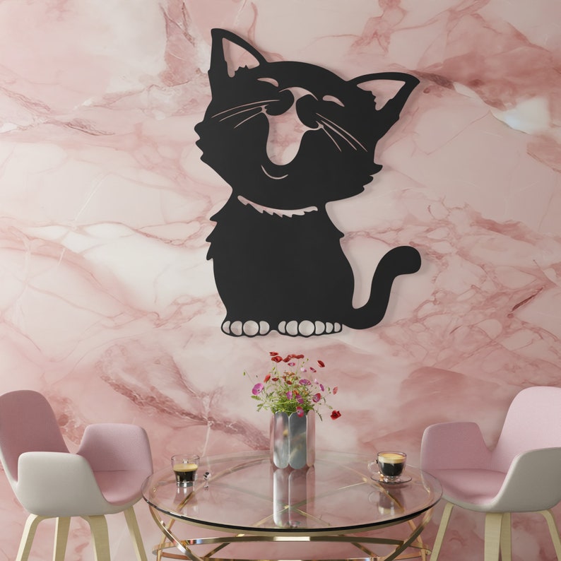 Cute Cat Wall Art SVG File Laser Cut File Kitty Nursery Decor Vector ...