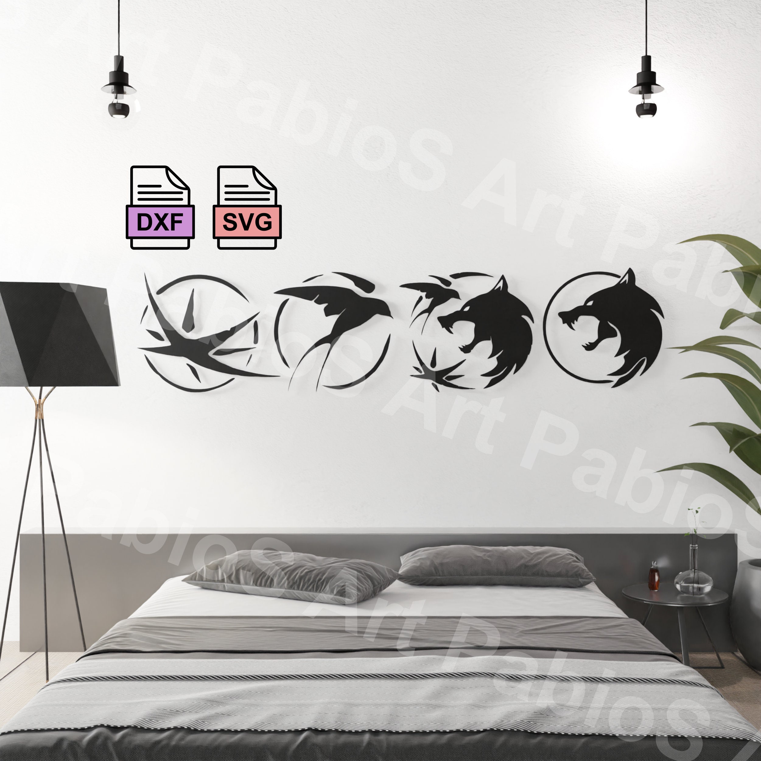 Witcher Logo Symbols Swallow Wall Art Vector SVG DXF Laser Cut Files ...