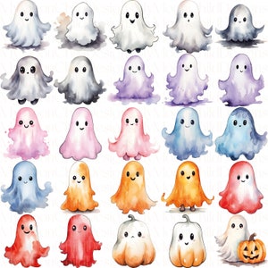 Pastel Halloween Ghost Clipart Bundle Halloween Cute Clipart Cute ...