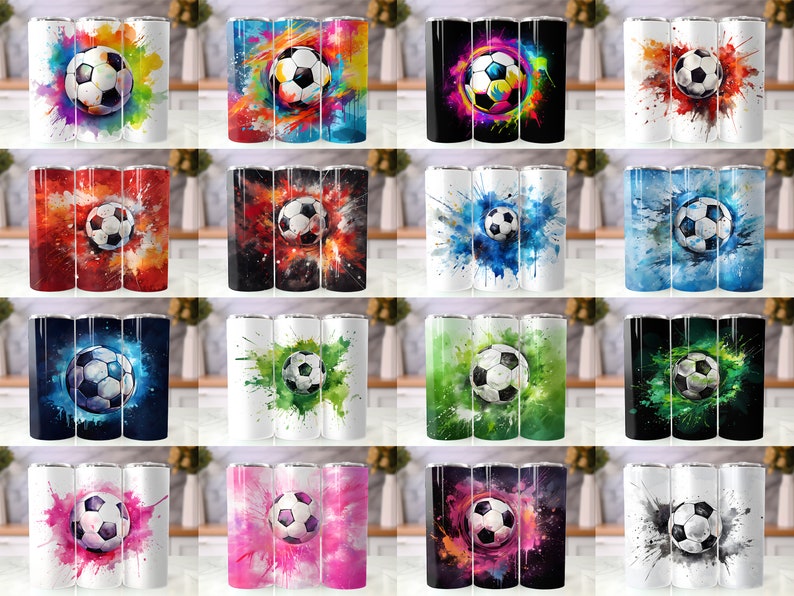 Soccer Tumbler Wrap Bundle Soccer Ball 20 Oz Skinny Tumbler Sublimation ...