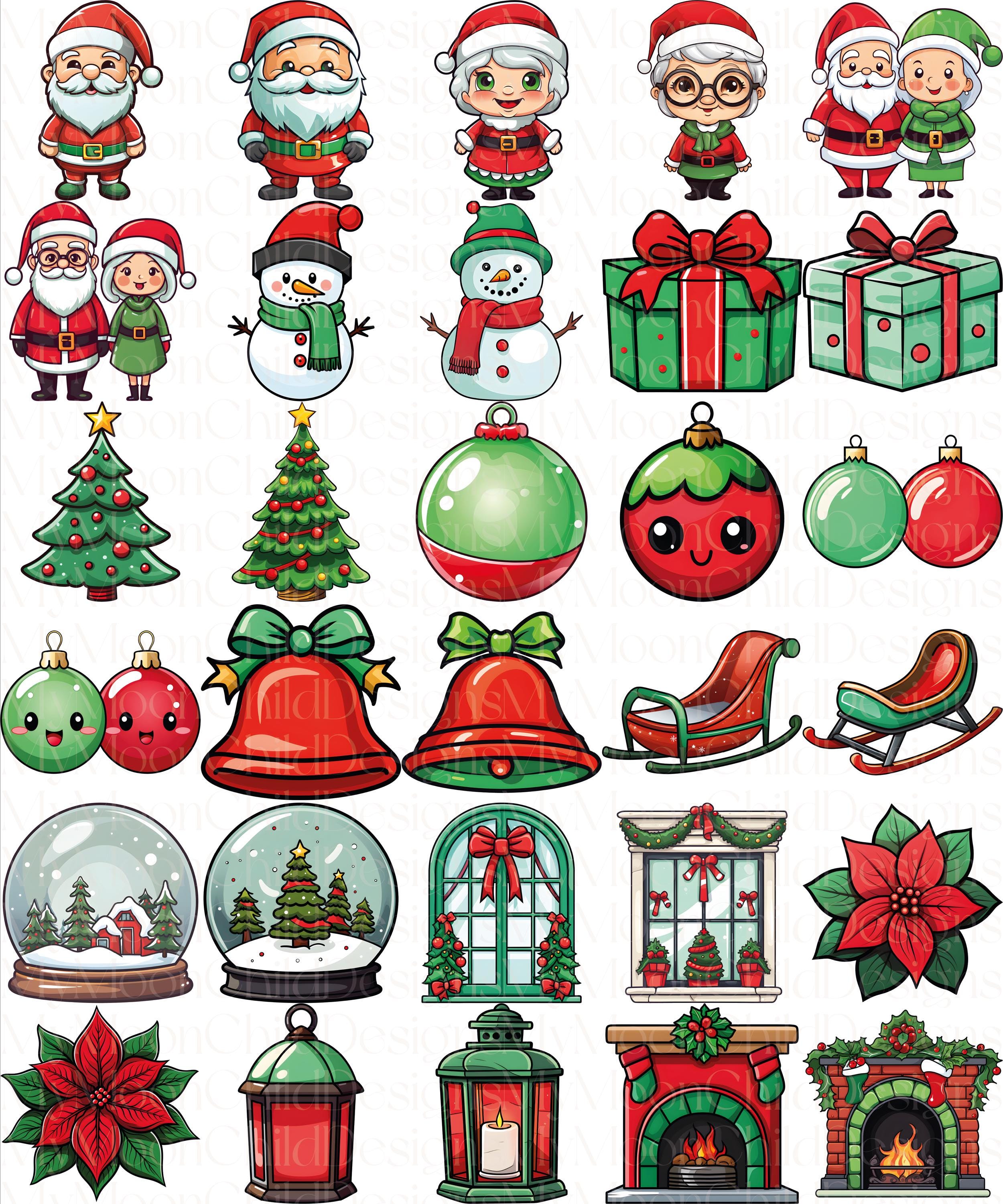 Christmas Clipart Bundle: Cartoon Christmas PNG (digital Download) - Etsy