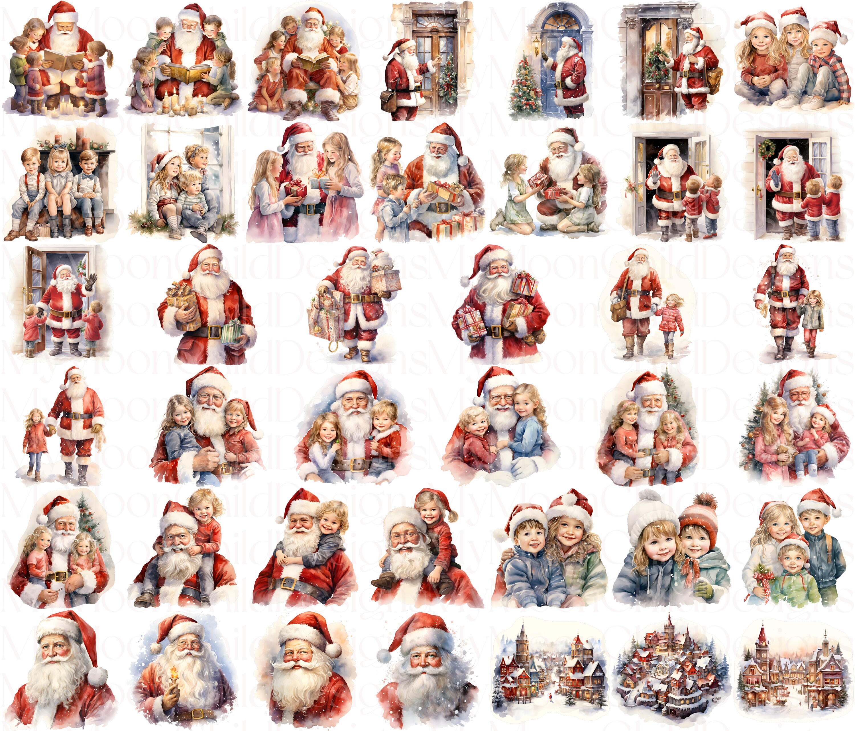 Watercolor Santa Clipart Watercolor Christmas Clipart Christmas Santa ...