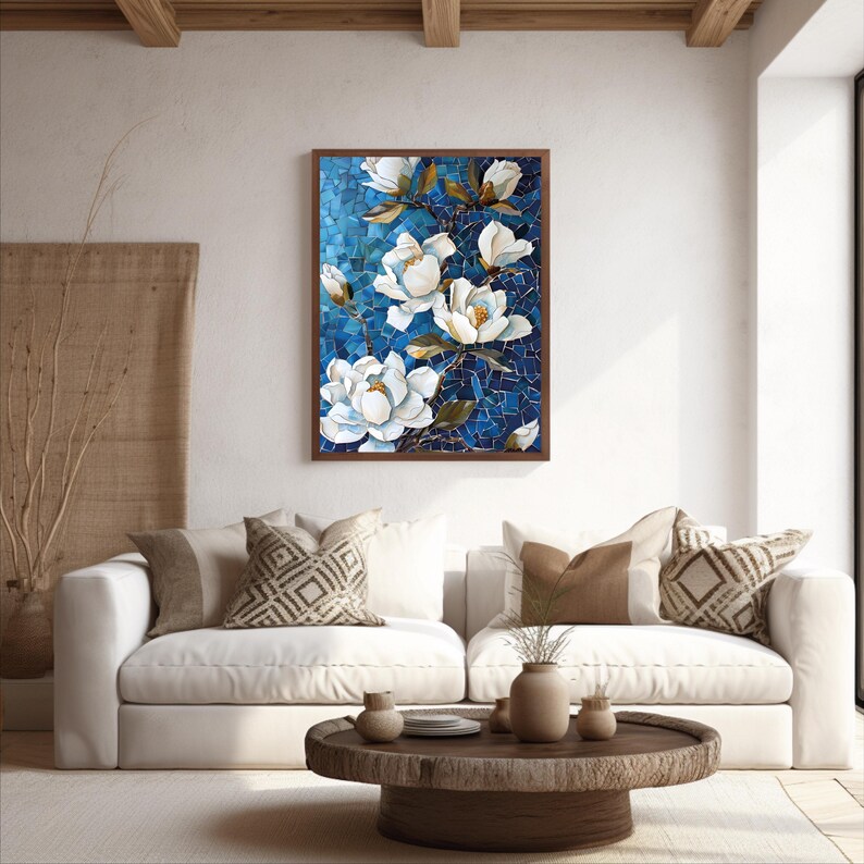Mosaic Wall Art: Floral Tempered Glass Flower Art (digital Download) - Etsy