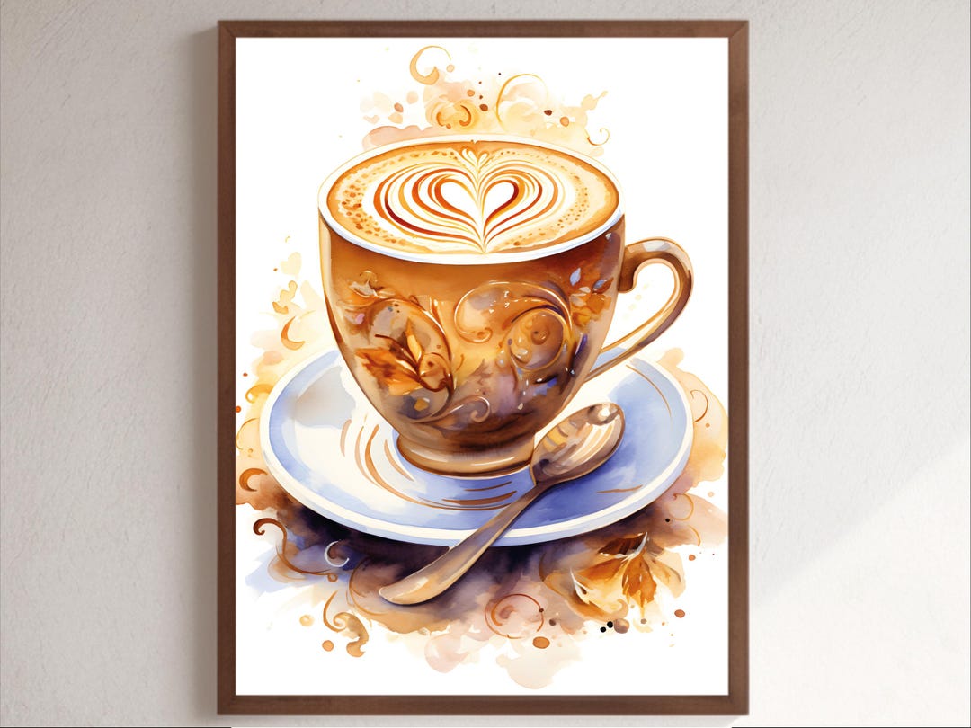 Watercolor Coffee Poster: Printable Kitchen Wall Art (digital Download ...