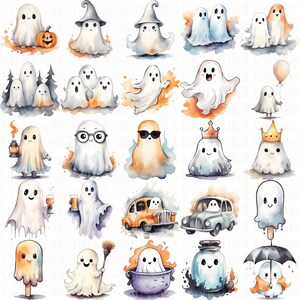 Pastel Halloween Ghost Clipart Bundle Halloween Cute Clipart Cute ...