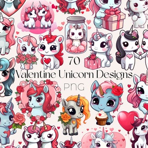 Unicorn Valentine Clipart Valentine Unicorn PNG Bundle Valentines Day ...