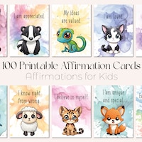 Watercolor Woodland Affirmation Cards: Kids Emotions, Printable ...