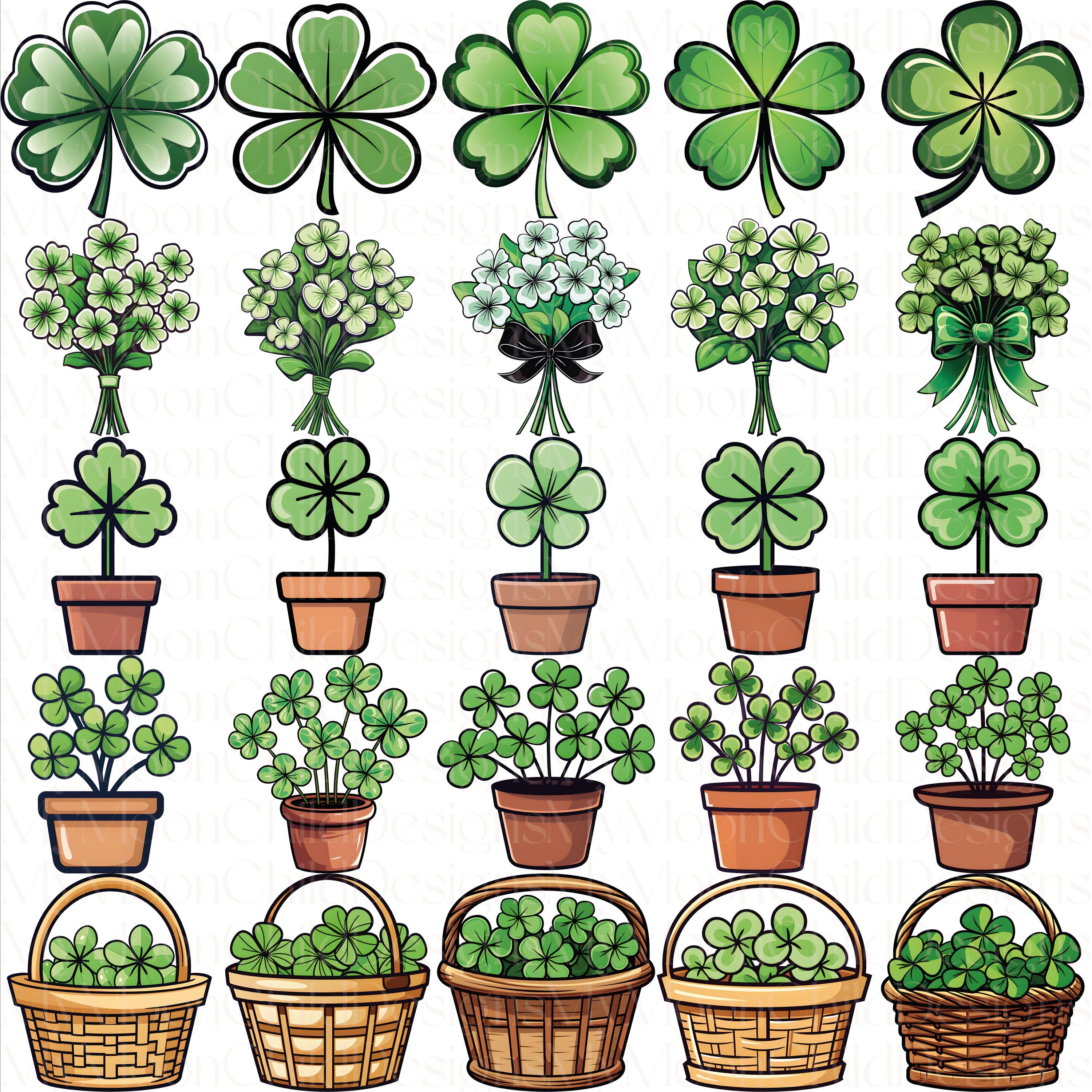 Shamrock Clipart Bundle: Cartoon St Patricks Day PNG (digital Download ...