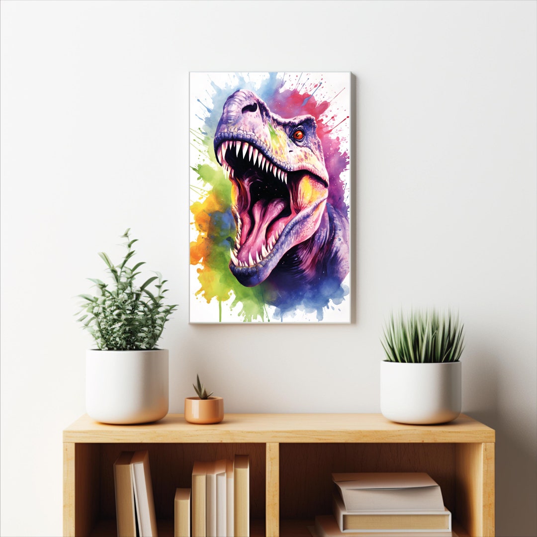 Dinosaur Wall Art Rainbow T-rex Poster Dino Print Rainbow Dinosaur ...