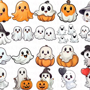 Pastel Halloween Cute Ghost Clipart Bundle Halloween Cute Clipart Cute ...