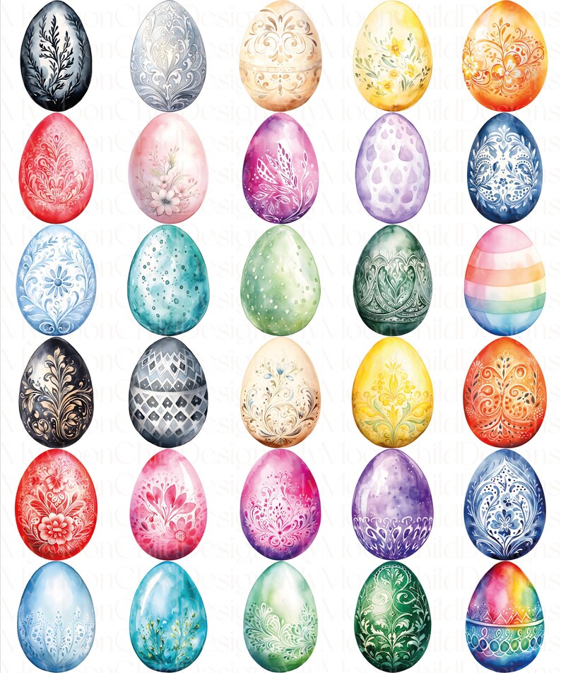 Watercolor Easter Egg Clipart Bundle: Spring PNG (digital Download) - Etsy