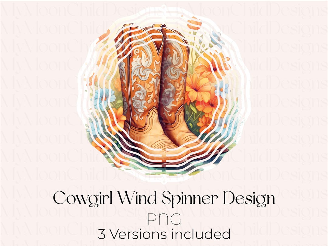 Watercolor Country Wind Spinner PNG: Cowgirl Boots Clipart (digital ...