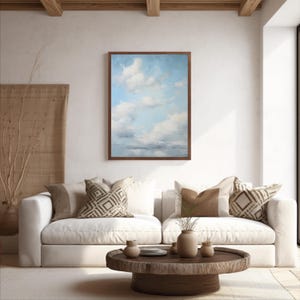 Light Blue Clouds Wall Art Impasto Painting of Clouds Oil Painting ...