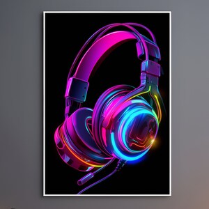 Gaming Poster Neon Gaming Prints Gaming Wall Art Gaming Room Decor ...