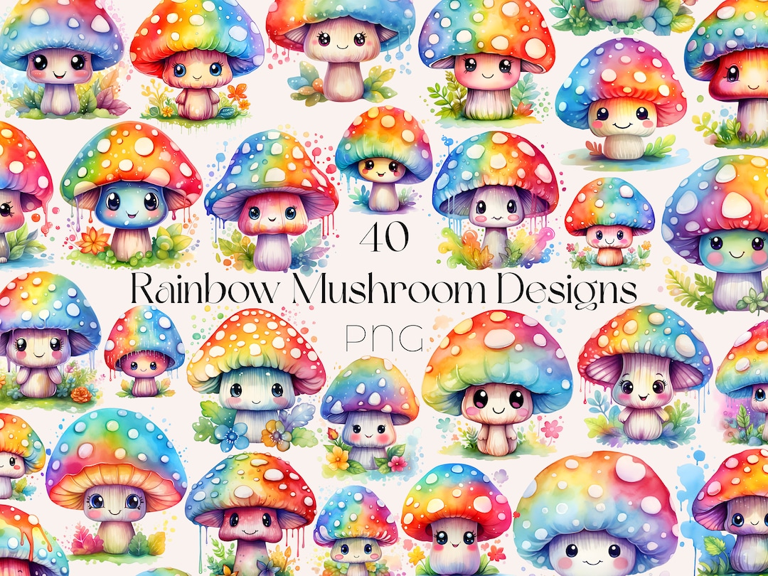Watercolor Kawaii Mushroom Clipart Cute Mushroom PNG Cute Mushroom ...