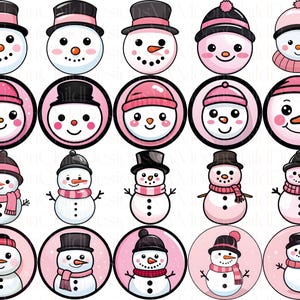 Cute Pink Snowman Clipart Pink Christmas Clipart Pastel Cute Snowman ...