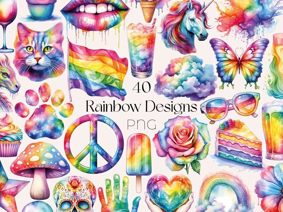 Watercolor Pride Clipart Bundle Pride Rainbow PNG LGBTQ Clipart Designs ...