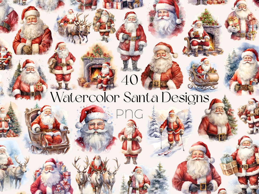 Watercolor Santa Clipart Watercolor Christmas Clipart Christmas Santa ...