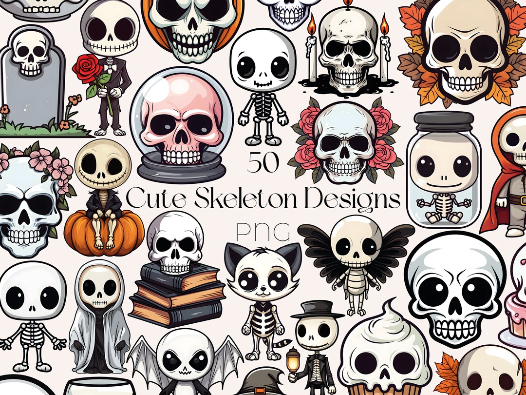 Cute Skeleton Clipart Pastel Halloween Clipart Watercolor Halloween ...