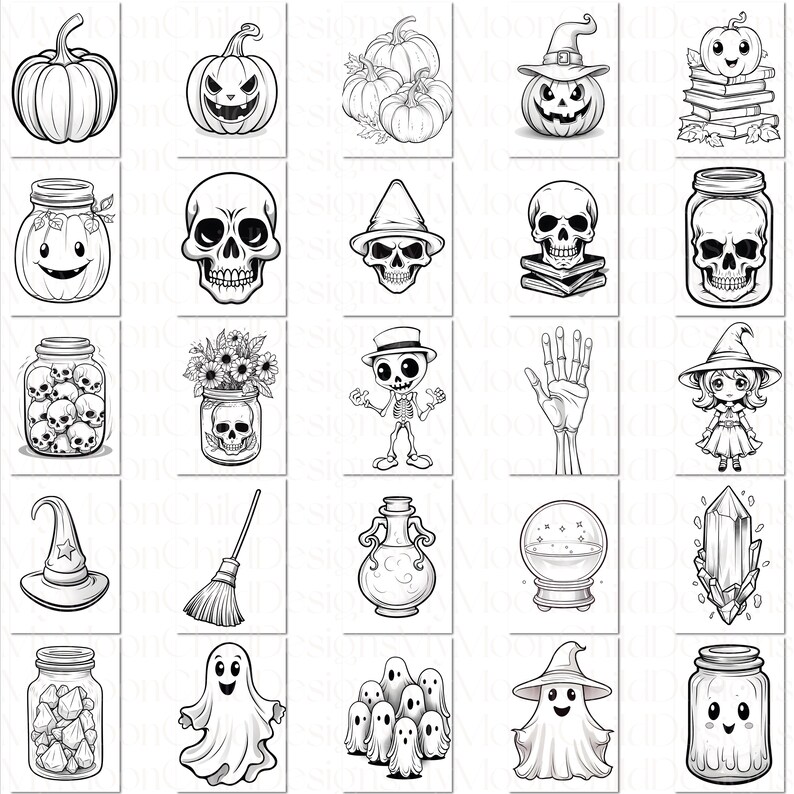 Halloween Coloring Pages for Kids: Spooky Coloring Book Sheets (digital ...