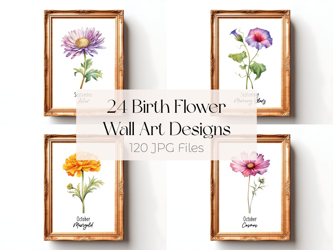 Birth Month Flower Print Watercolor Birth Flower Poster Birth Month ...