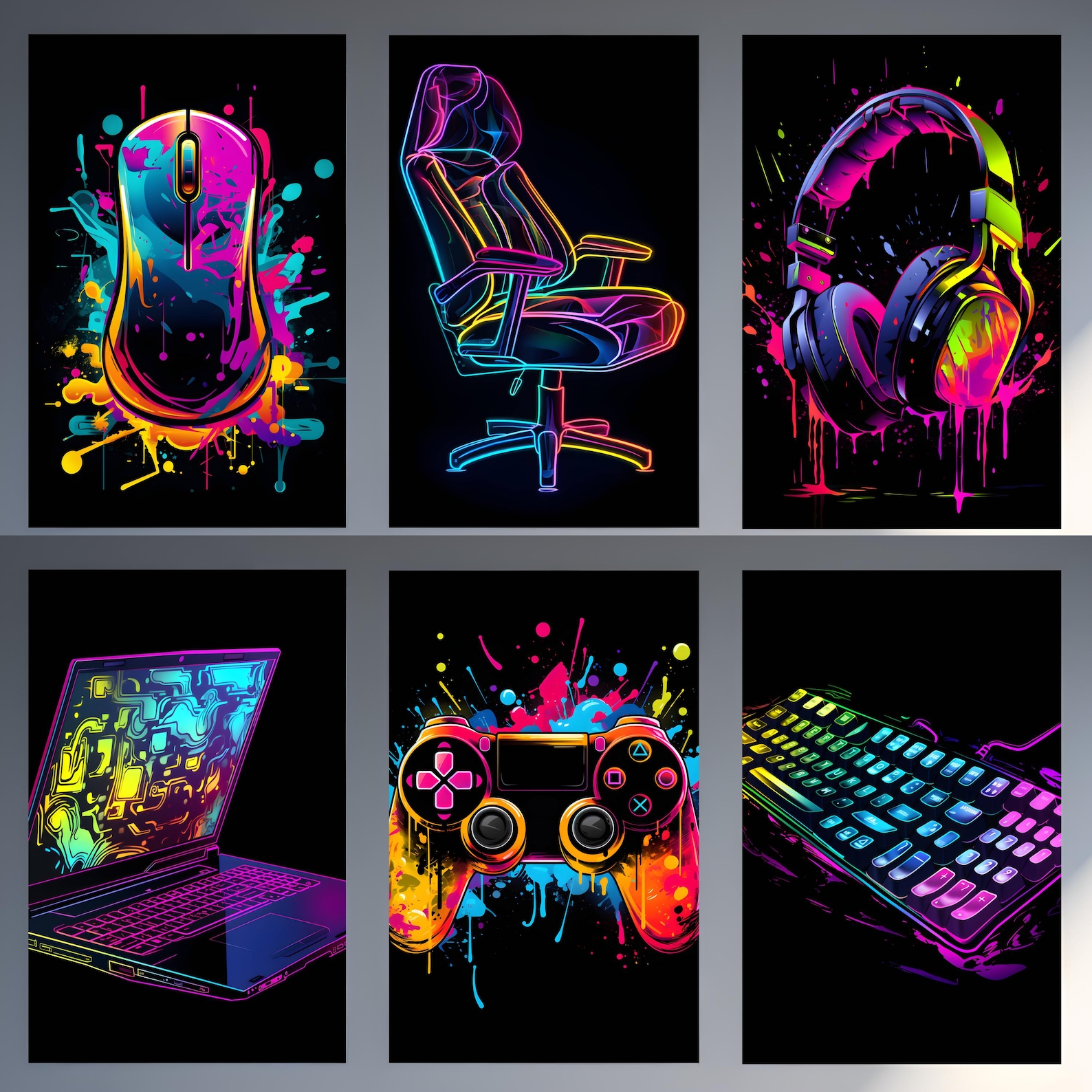 Gaming Poster Neon Gaming Prints Gaming Wall Art Gaming Room Decor ...
