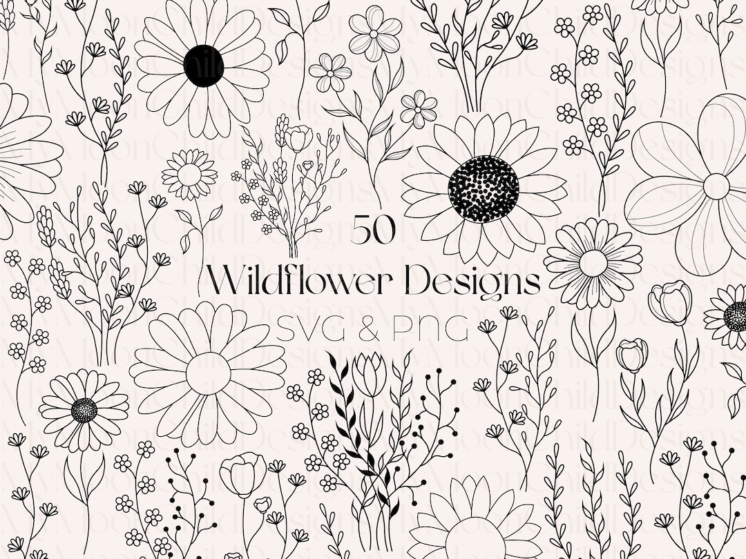 Wildflower SVG Bundle Wildflower Bouquet SVG Flower Clipart Wildflower ...