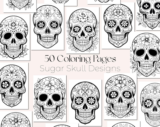 20 Sugar Skulls Coloring Pages - Etsy Canada
