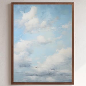 Light Blue Clouds Wall Art Impasto Painting of Clouds Oil Painting ...