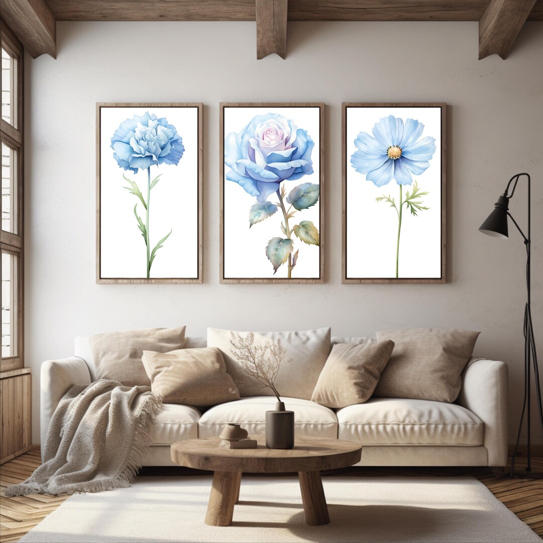 Light Blue Wall Art Watercolor Flowers Clipart Light Blue Flowers ...