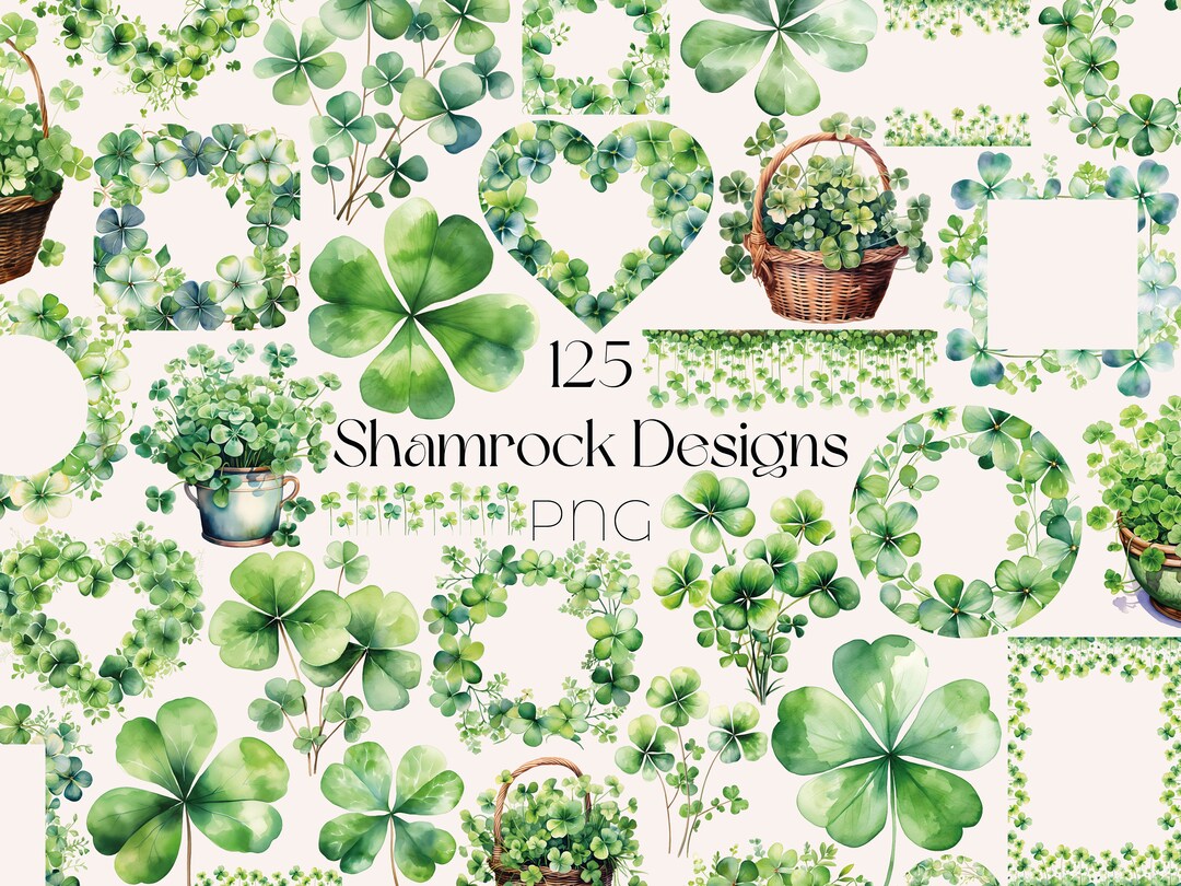 Shamrock Clipart Bundle St Patricks Day Wreath Clipart Watercolor ...