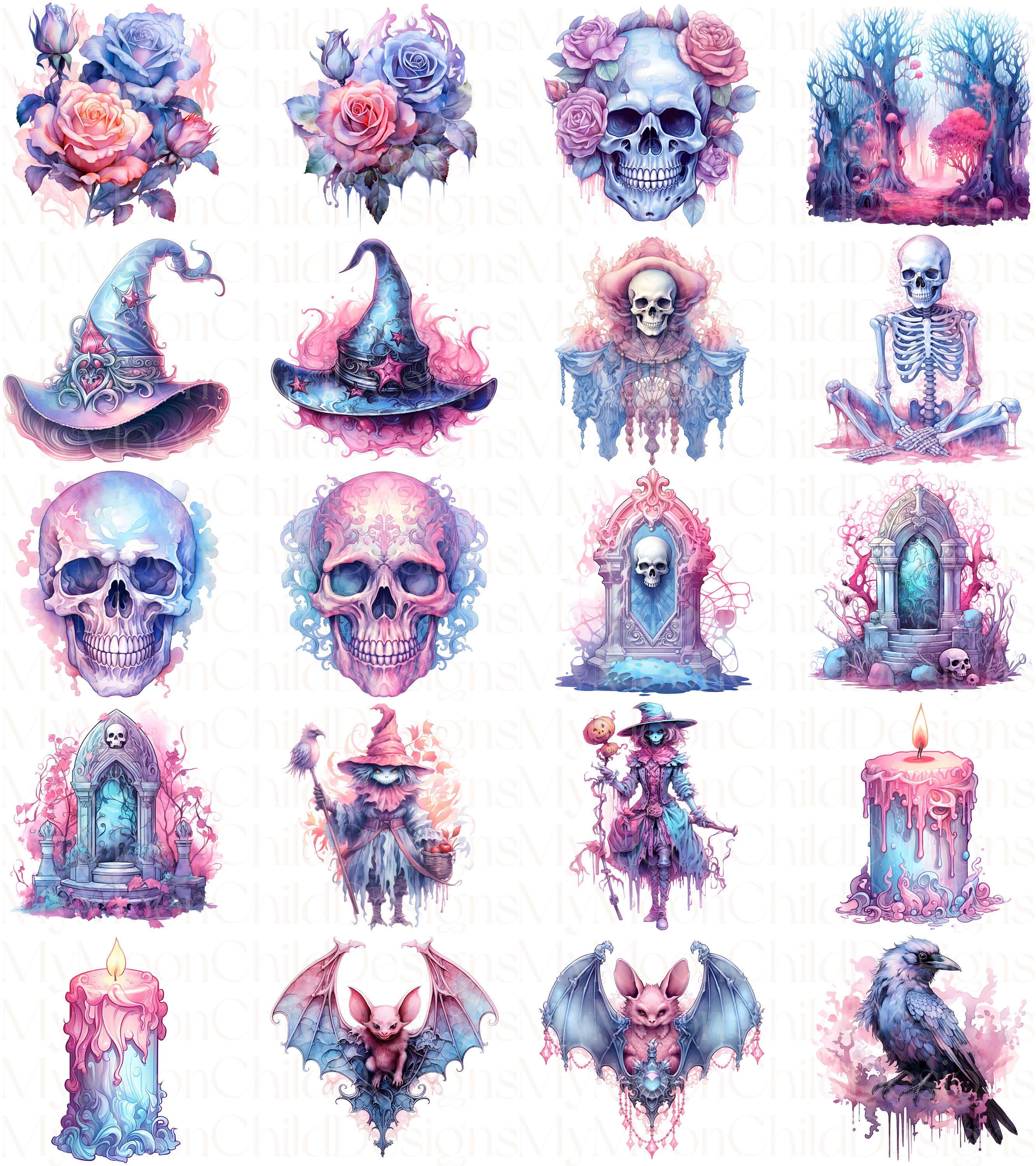 Pastelloween Clipart PNG Set Halloween Clipart Commercial Use Clip Art ...