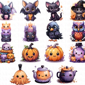 Pastel Halloween Cute Clipart Watercolor Halloween Cute Clipart Bundle ...