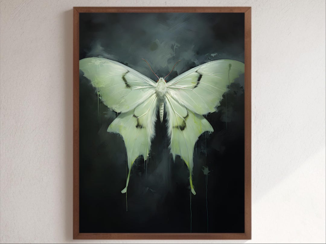 Luna Moth Wall Art Dark Moth Print Celestial Luna Moth Poster ...