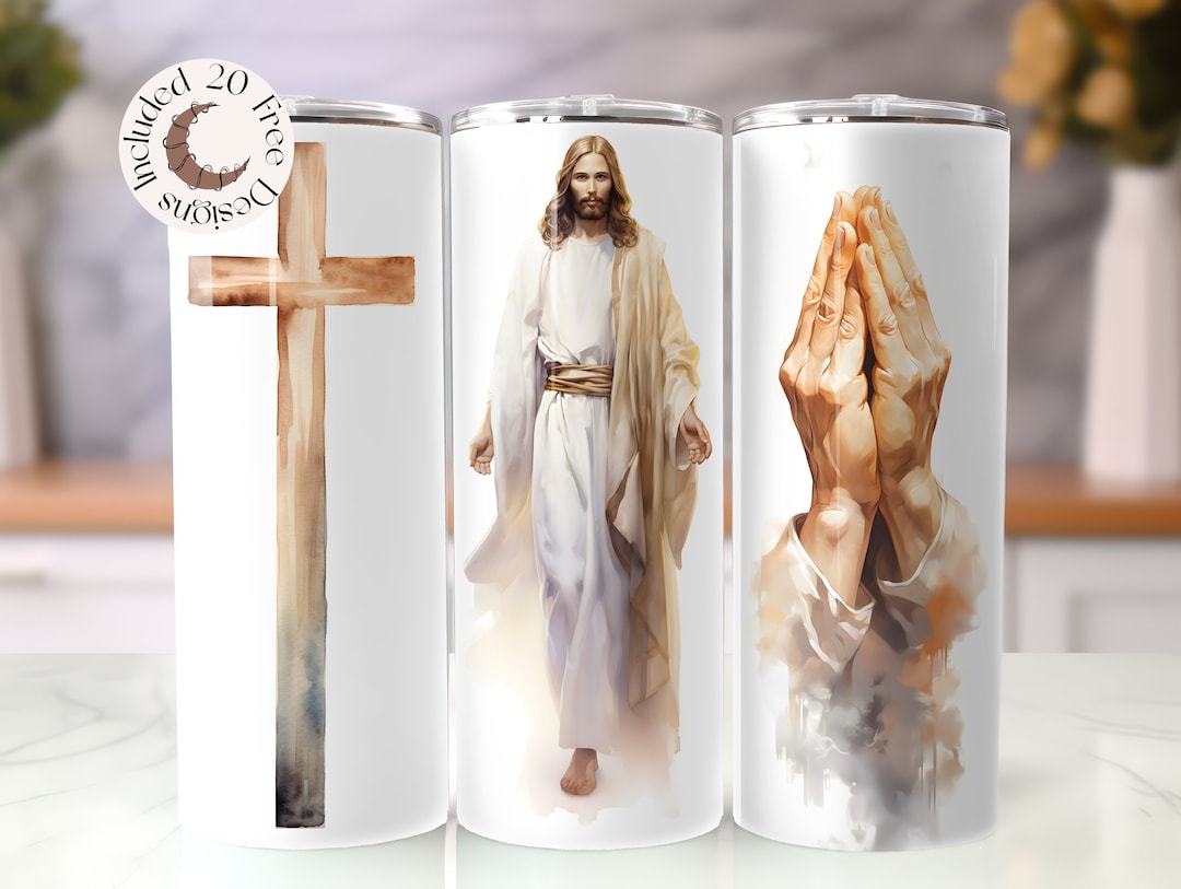 Jesus Tumbler Wrap Christian Tumbler PNG Jesus Christ 20oz Skinny ...