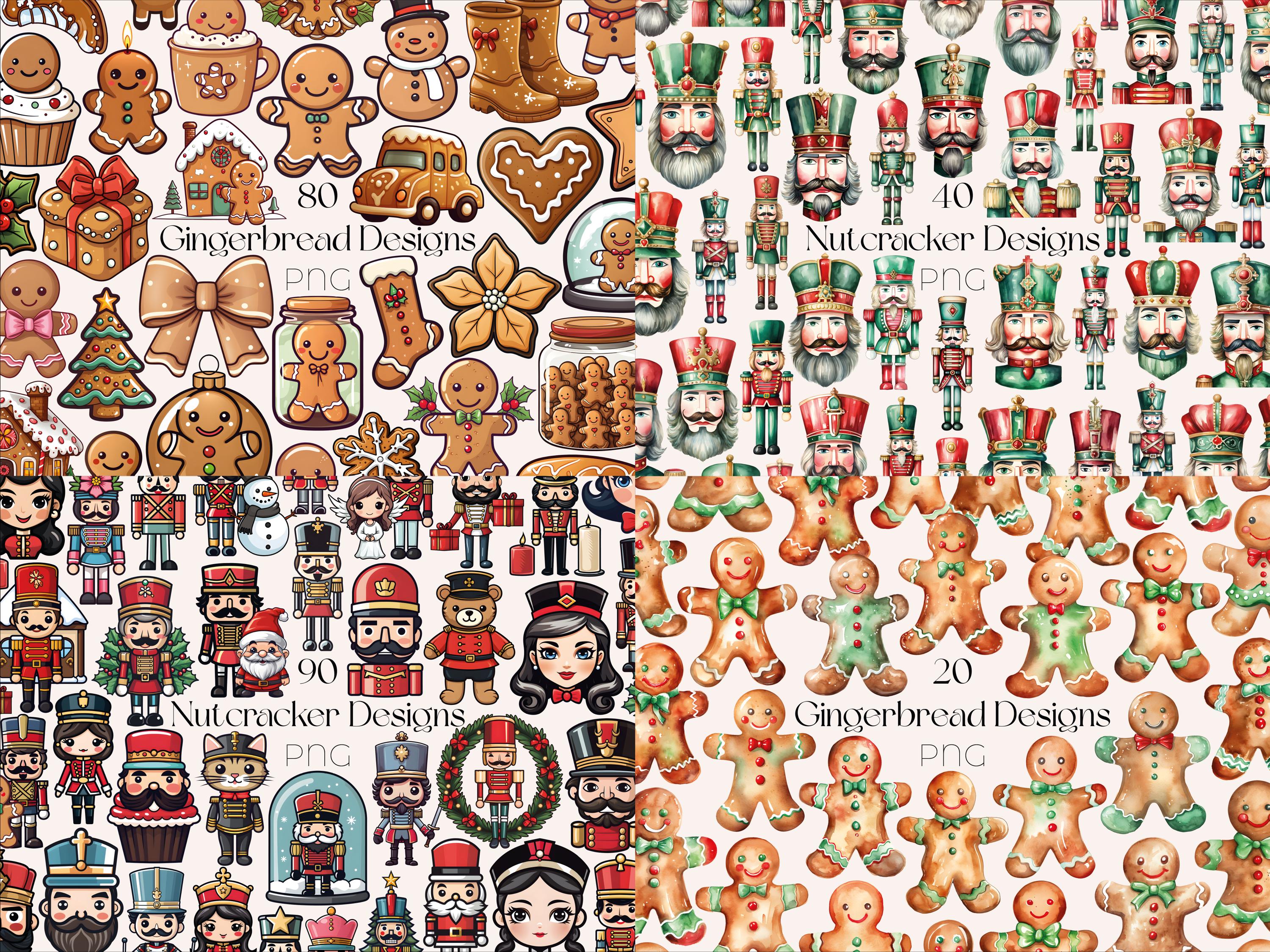 Cute Christmas Clipart Mega Bundle Watercolor Kawaii Christmas Clipart ...