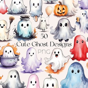Pastel Halloween Ghost Clipart Bundle Halloween Cute Clipart Cute ...