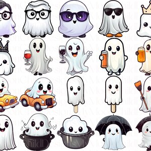 Pastel Halloween Cute Ghost Clipart Bundle Halloween Cute Clipart Cute ...
