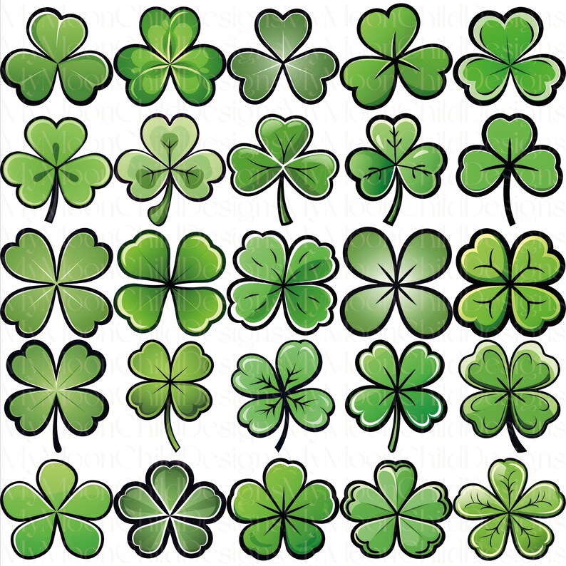 Shamrock Clipart Bundle: Cartoon St Patricks Day PNG (digital Download ...
