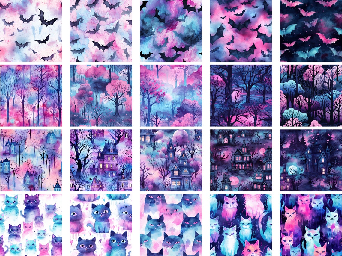 Pastel Halloween Digital Paper Cute Halloween Themed Digital - Etsy