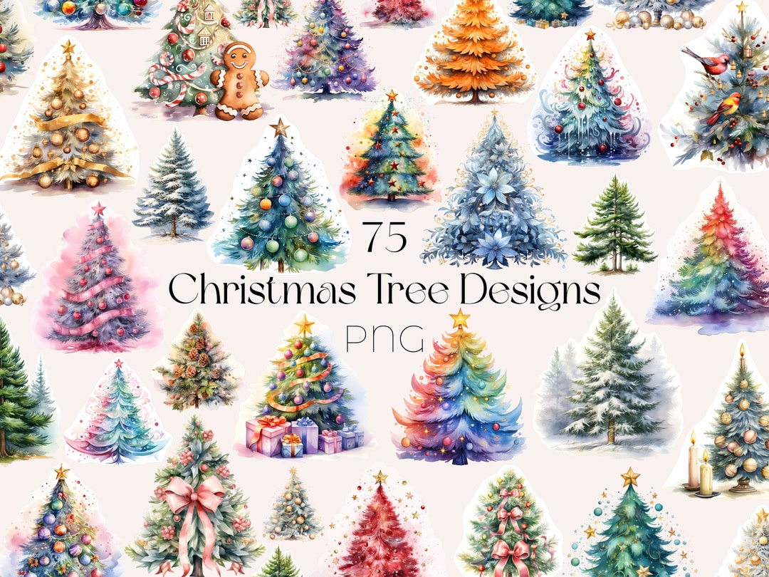 Watercolor Christmas Tree Clipart Watercolor Christmas Clipart ...