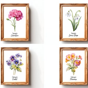 Birth Month Flower Print Watercolor Birth Flower Poster Birth Month ...