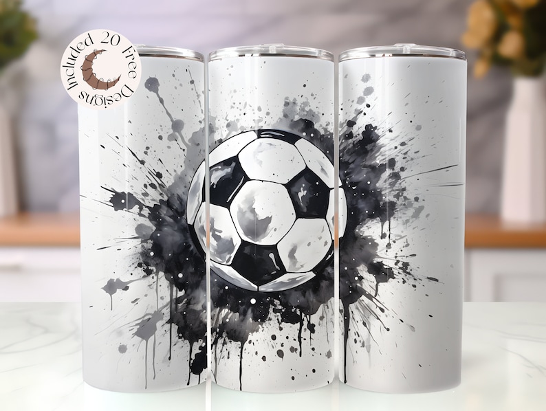 Watercolor Soccer Tumbler Wrap Soccer Ball 20 Oz Skinny Tumbler ...