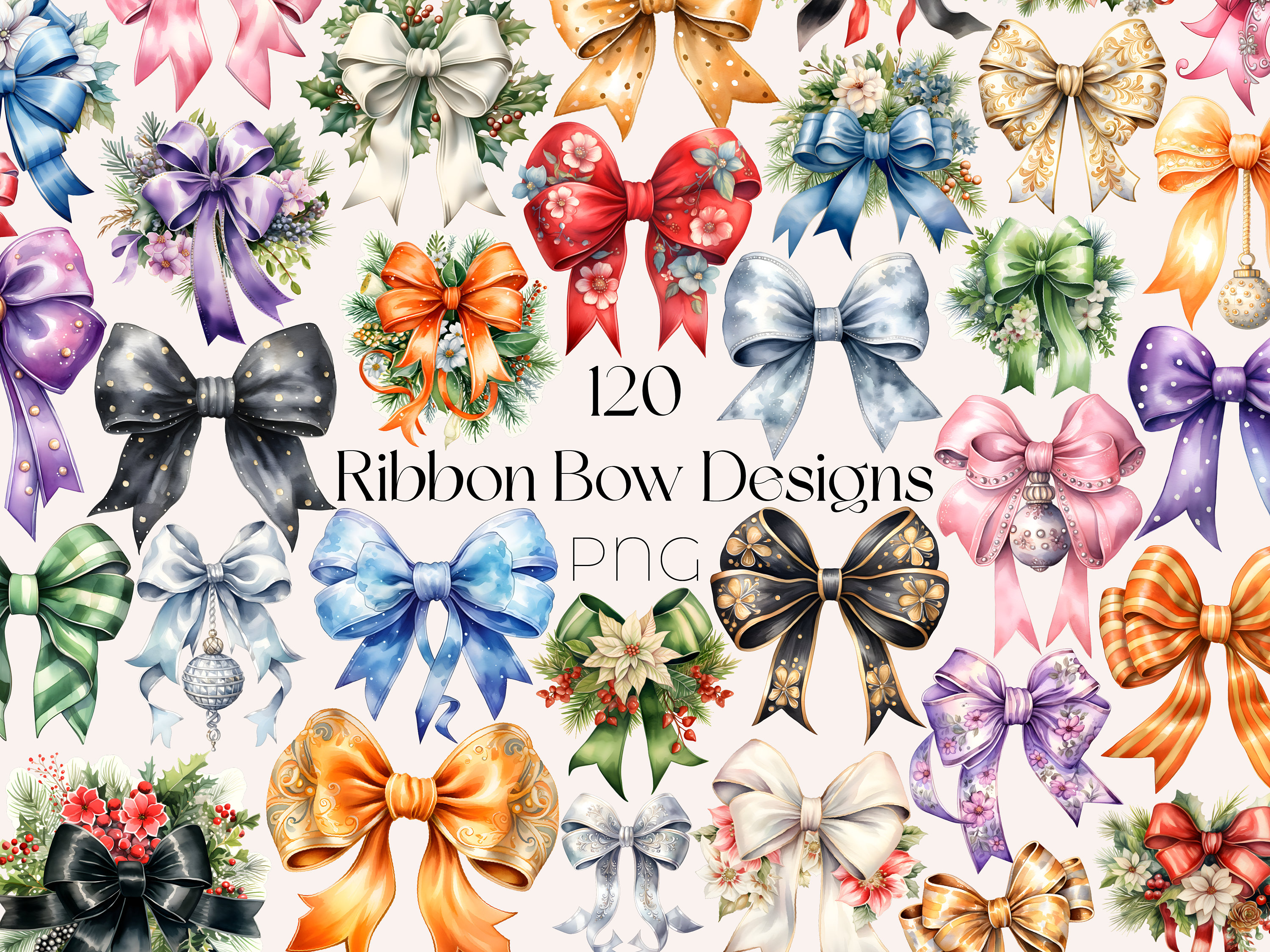 Christmas Bow Clipart Watercolor Bow Clipart Watercolor Christmas ...