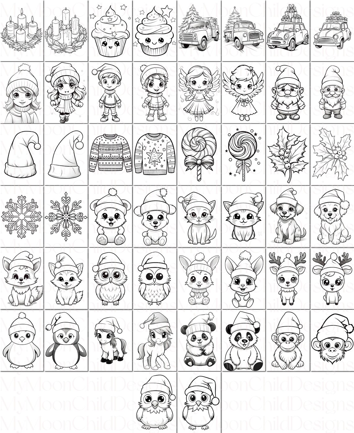 Christmas Coloring Pages Cute Christmas Coloring Pages Kawaii Christmas ...