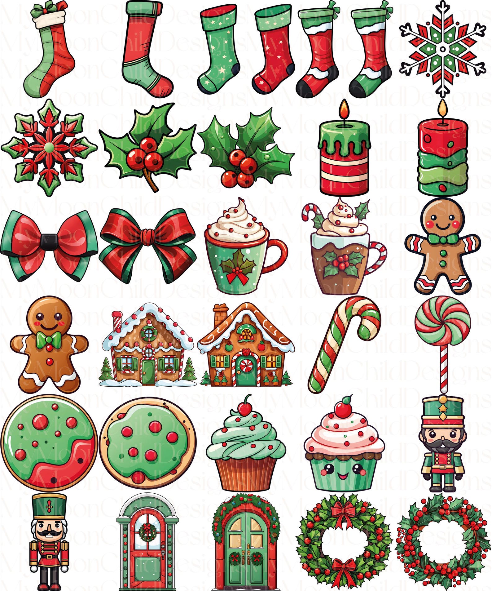 Christmas Clipart Bundle: Cartoon Christmas PNG (digital Download) - Etsy