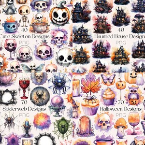 Cute Pastel Halloween Clipart Watercolor Halloween Cute Clipart Mega ...