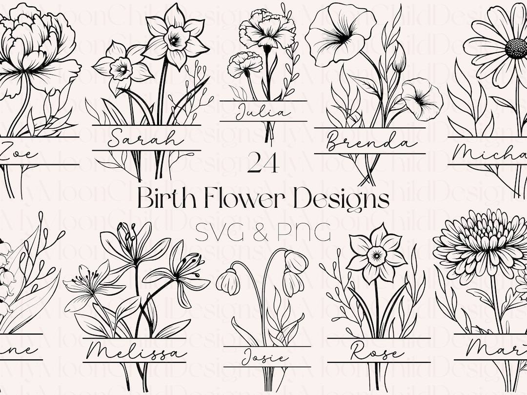 Birth Month Flower SVG Birth Month Flower Bouquet SVG Birth Flower SVG ...